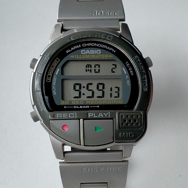 Casio A V1 1588 Easy Rec Alarm Chronograph Original Japan Voice ...