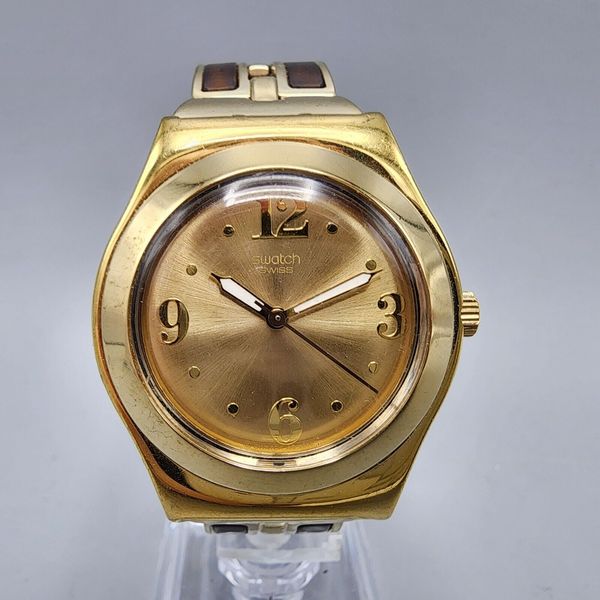 Swatch Irony Royal Ship Watch Women 33mm Gold Dial Gold Tone Round New ...