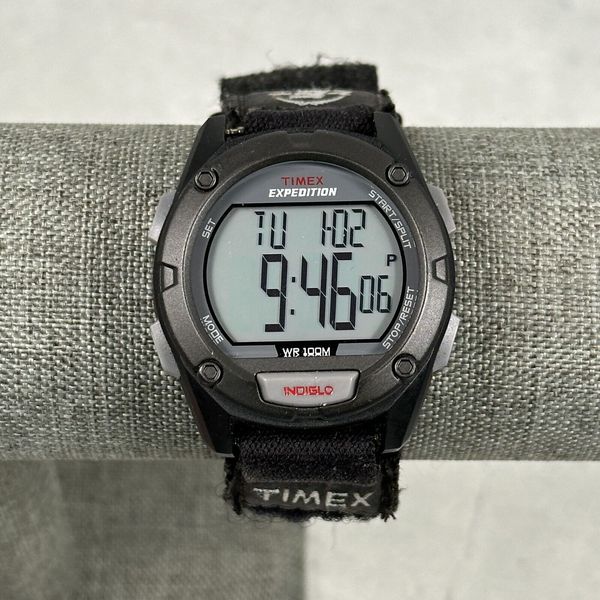 Timex Expedition Watch Mens 39mm Black Gray Indiglo Chrono Alarm New ...