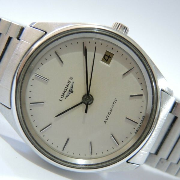 RARE VINTAGE LONGINES AUTOMATIC 1663 DATE STAINLESS STEEL MEN'S WATCH ...