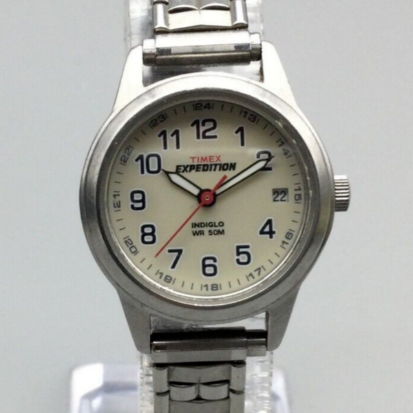 Timex Expedition Watch Women Indiglo 26mm Silver Tone Date New Battery | WatchCharts Marketplace