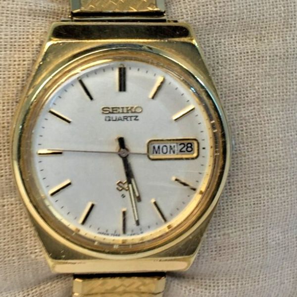 Vintage Men's Watch Seiko SQ 7546-8379 Quartz Day Date Gold Tone Dial Working! | WatchCharts ...