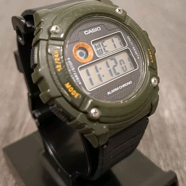Casio W-216H-3B Digital Green Resin Alarm Men's Stopwatch Backlight Sport Watch | WatchCharts ...