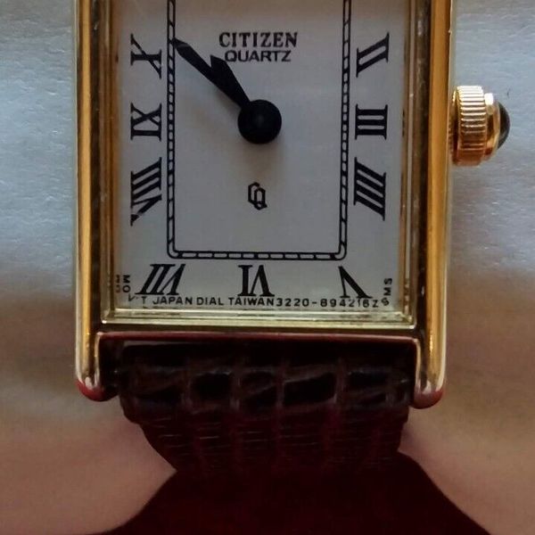 VTG Citizen CQ Tank Style Ladies Quartz Watch. New Battery & Leather ...