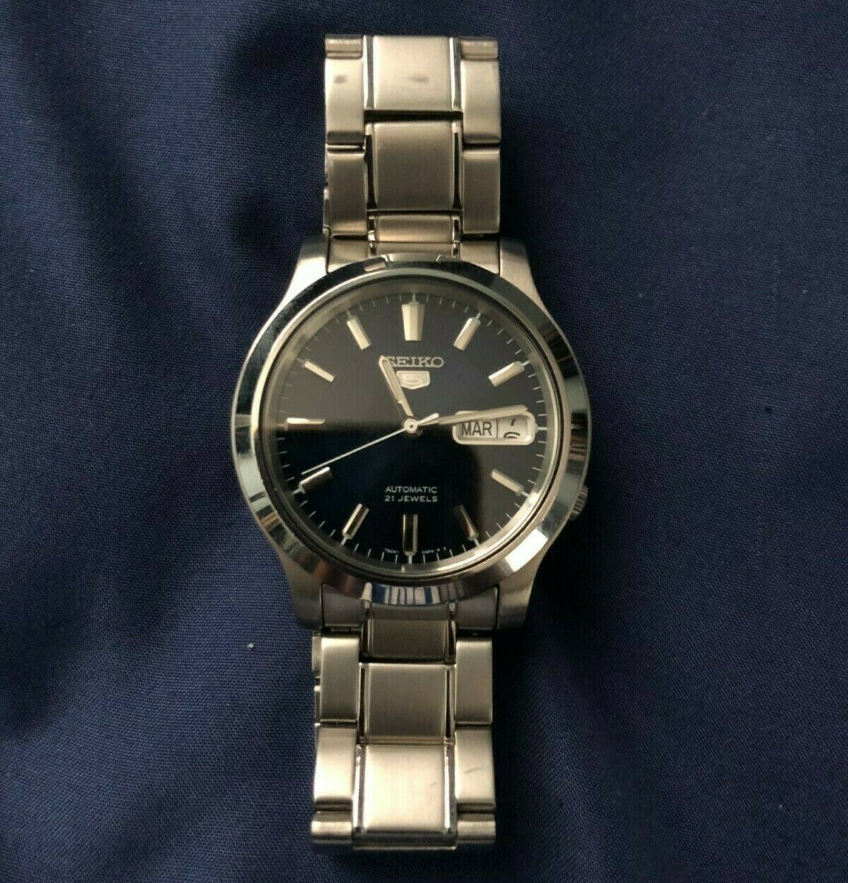 Seiko 5 Men's SNK793 Automatic Stainless Steel Watch with Blue Dial ...