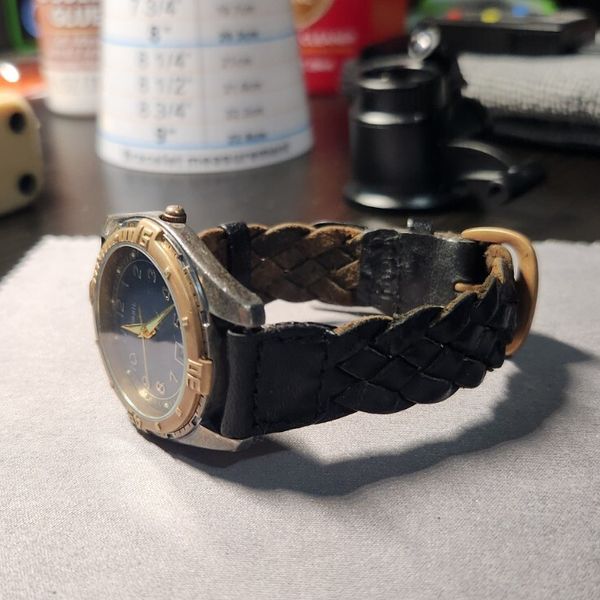 Vintage Fossil 3ATM Watch Men 35mm Case and a Braided Leather Band ...