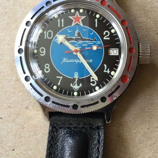 RUSSIAN VOSTOK KOMANDIRSKIE SUBMARINE SELF WINDING MILITARY WATCH WITH ...