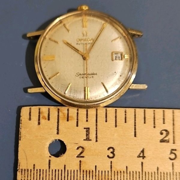 14k Gold Filled Mens Omega Automatic Seamaster Deville Watch Parts ...