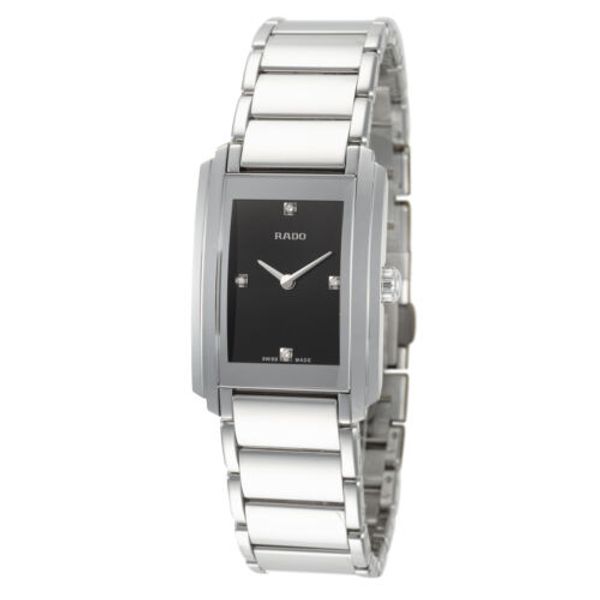 Rado Women's R20213713 Integral 22.8mm Black Dial Stainless Steel Watch ...