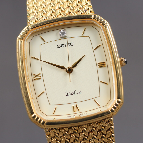 [Near MINT] Vintage SEIKO Dolce 5E31-5A90 Diamond Gold Quartz Mens From JAPAN | WatchCharts ...