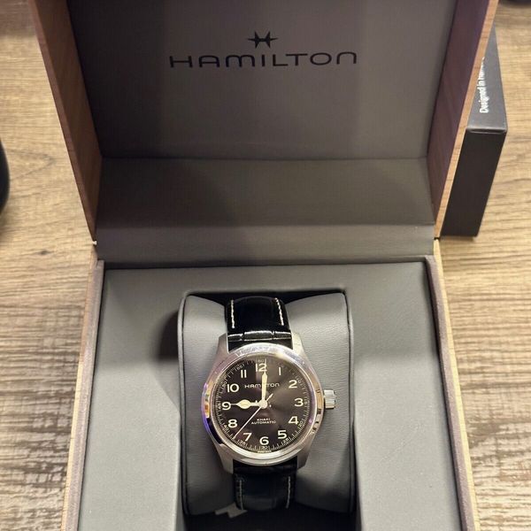 Hamilton Khaki Field Murph Automatic 38mm Black Dial Leather Strap ...