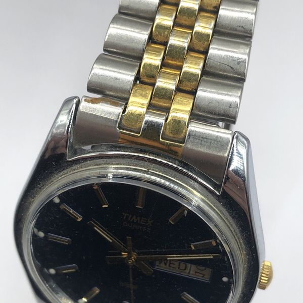 Timex 34MM Blue Dial Date/Day Quartz Men's Watch-working 2 Tone ...