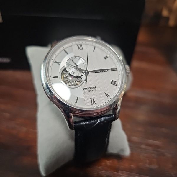 SEIKO Presage SSA379J1 Zen Garden Open Heart Skeleton White Dial Watch ...