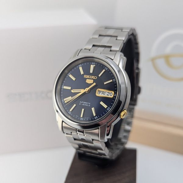 Seiko 5 SNKL79 Automatic Blue and Gold Dial Stainless Steel Menâ s ...