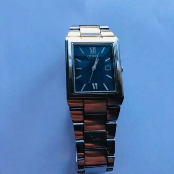 Citizen Eco Drive Gents Watch Square Shape Blue Textured Dial ...