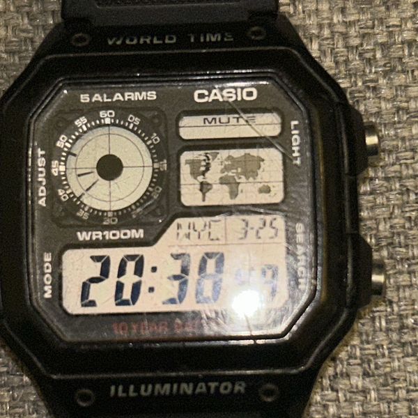 Casio Illuminator Watch 3299 AE-1200WH World Time Chronograph Alarm 10 ...