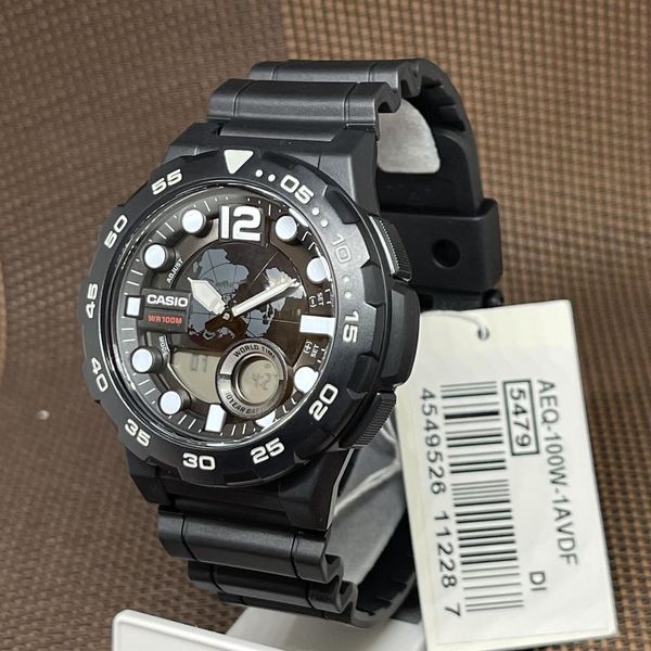 Casio AEQ-100W-1A Black Analog-Digital Telememo World Time Men's Sport Watch | WatchCharts ...