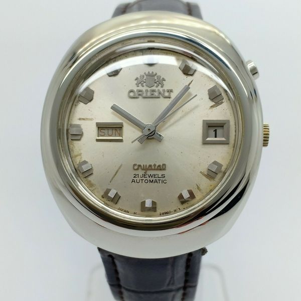 Orient Crystal 1970s Automatic Date@3 &Day@9 Mens Rare Vintage Watch ...