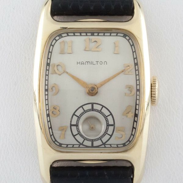 Hamilton Tonneau Gold-Filled Hand-Winding Watch w/ Leather Band 982 ...