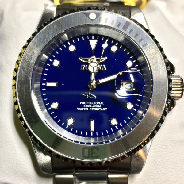 INVICTA PRO DIVER 40MM BLUE DIAL YACHTMASTER STAINLESS BEZEL SEIKO TMI ...