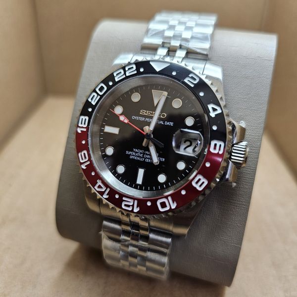 Seiko Mod Coke 40mm Watch Black Meteorite Dial, NH35 Movement ...