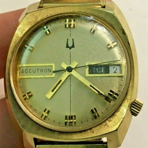 Vintage Bulova Accutron N6 Men's Wrist Watch 10K Rolled Gold Back Day ...