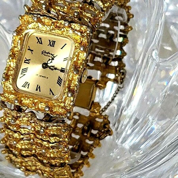 Vintage Rhapsody Royale 17 jewels Gold-Tone handwind womens watch (C44 ...