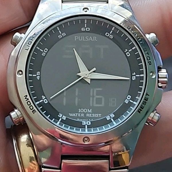 Pulsar By Seiko NX14-X003 Men's Dual Time Ana/Digi Steel Chronograph ...