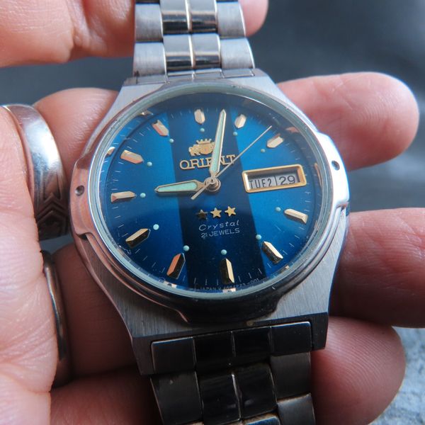 Japan Orient Three Star Crystal Automatic Men Watch (Need Repair)(Work ...