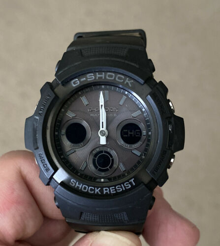 Casio Men's G-Shock Tough Solar Power Atomic Black Resin Watch AWGM100B ...