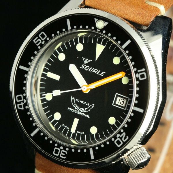 Squale 50 atmos 1521 Black Dial Polished Case on Srap Mint ...