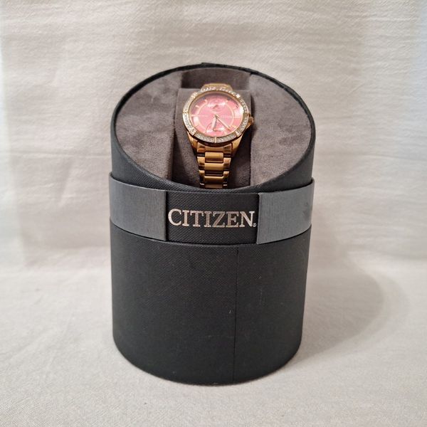 Citizen Eco Drive Women's Watch Weekender Rose Gold Pink Dial Crystals ...