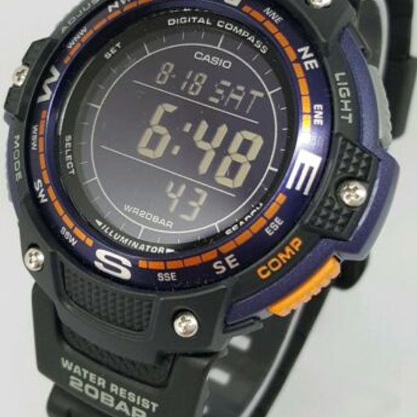 Casio SGW100-2B Digital Compass / Thermometer / 5 Alarm / World Time ...