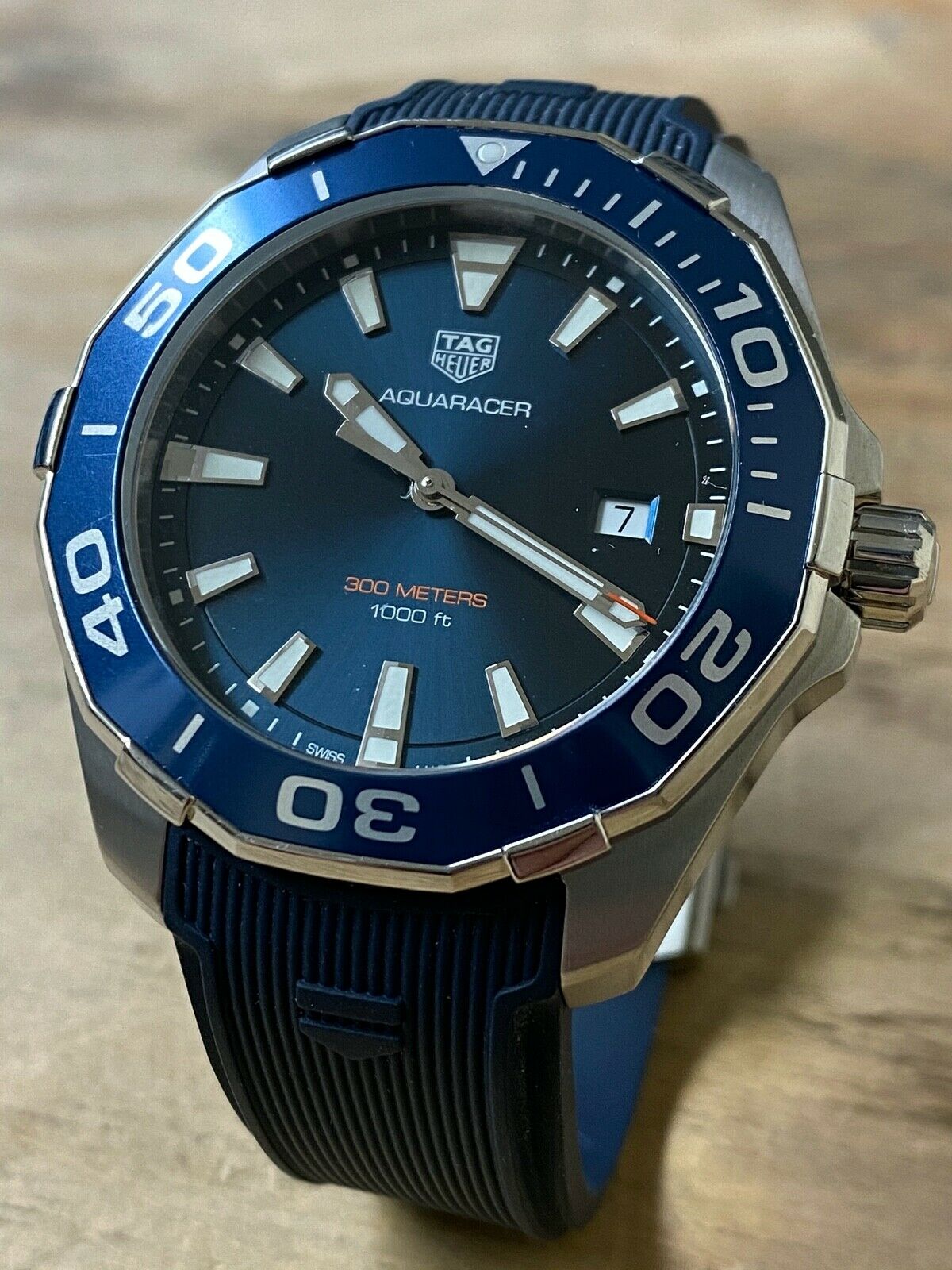 Men's Tag Heuer AQUARACER WAY101C.FT6153 Blue Stainless Steel Quartz ...