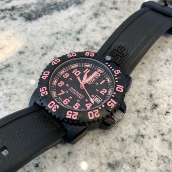Luminox Sea Colormark Black w/ Pink 7050 Series Womens Rubber Watch ...