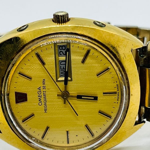 Vintage Omega Mega Quartz Gold Filled Day Date wristwatch on original ...