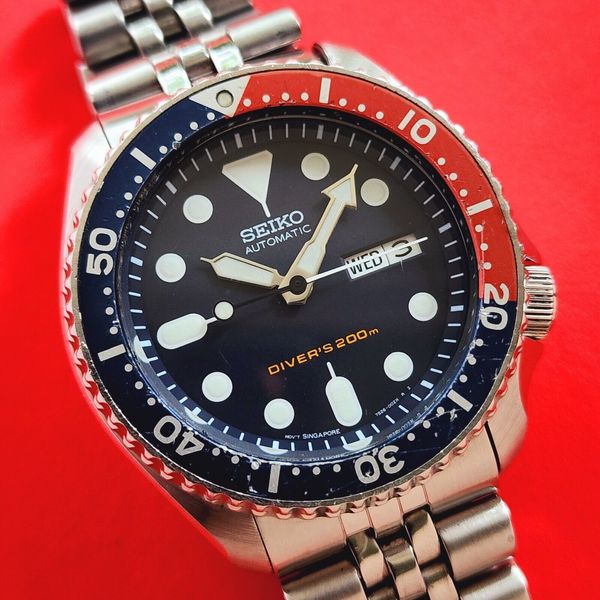 Seiko Dive Watch SKX009 Pepsi Bezel Automatic Bracelet Divers Mens 7S26 ...