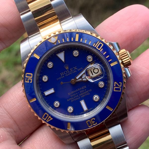 Rolex Submariner Bluesy with Factory Diamond Index Serti 116613LB ...