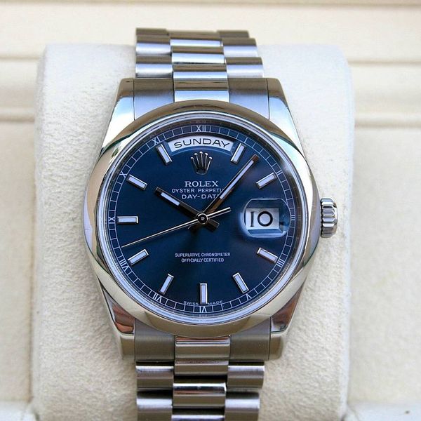 FS: Rolex 118209 Day Date President Watch 18K White Gold Blue ...