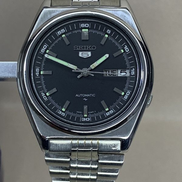 Beautiful Vintage Seiko Automatic black rare dial Watch Japan Made ...