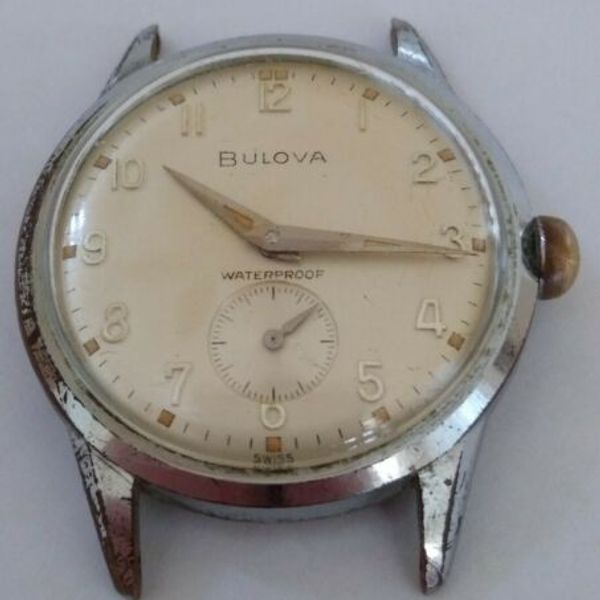Vintage 1958 L8 Bulova Waterproof Men's Watch Manual Wind Running to ...
