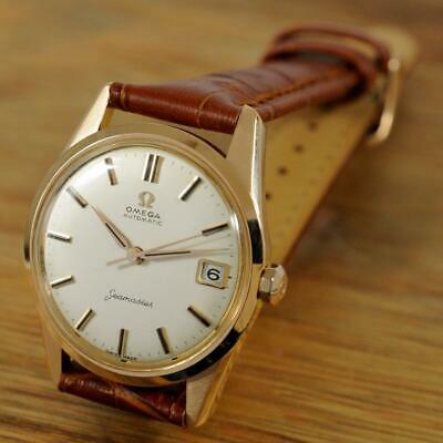 SWISS OMEGA SEAMASTER 18K SOLID GOLD ORIGINAL DIAL AUTOMATIC DATE GENTS ...