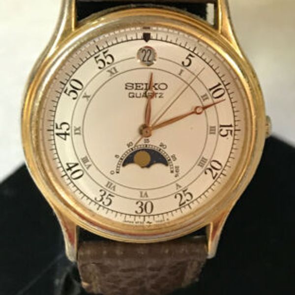 Vintage Seiko Quartz Moon Phase Watch 6F22-7009 RO - NEW BATTERY ...