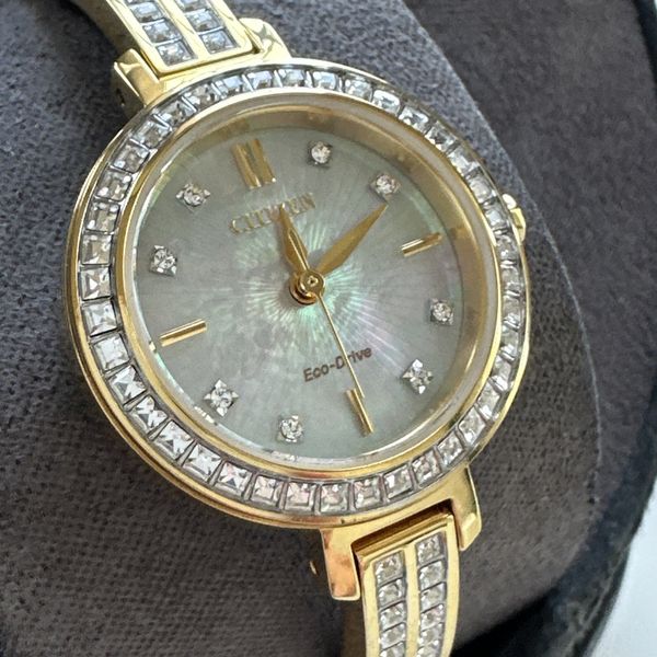 Citizen Eco-Drive Women's Crystal Accents White Dial Band Watch 25mm ...