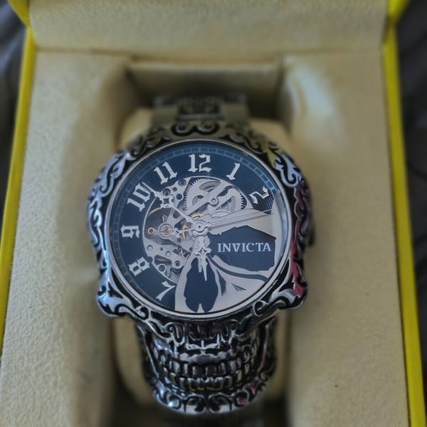 Invicta Artist Skull Automatic Skeletonized Stainless Steel used ...