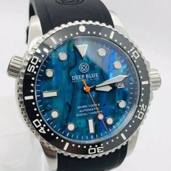 DEEP BLUE DIVER 1000 II 40MM AUTOMATIC DIVE WATCH/ BLUE ABALONE DIAL ...