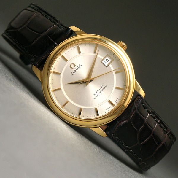 Stunning Omega 168.1050 Deville Prestige Automatic 18K Gold Mans Watch ...