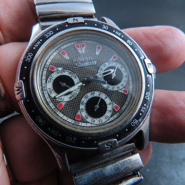 Fossil Star Master Daydate 24 Hour With Back Light Quartz Men Watch ...