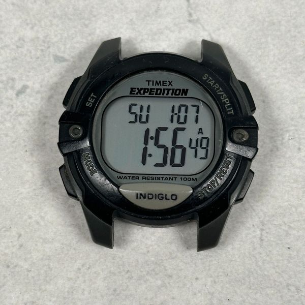 Timex Expedition Watch Mens 42mm Black Indiglo Sport Outdoors Digital ...