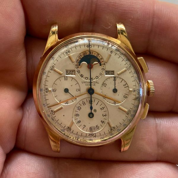 Universal Geneve Chronograph Tri-Compax Ref 12295 Cal 481 solid 18K YG ...